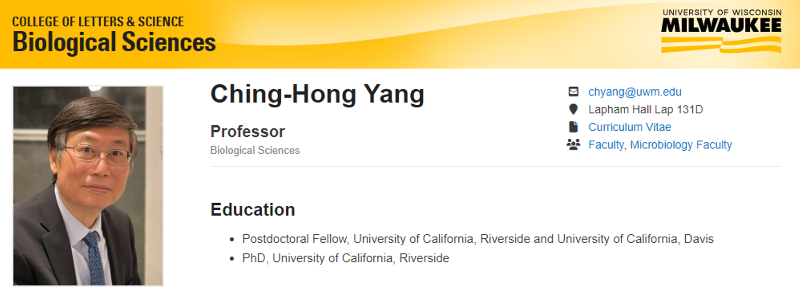 Professor Ching-Hong Yang